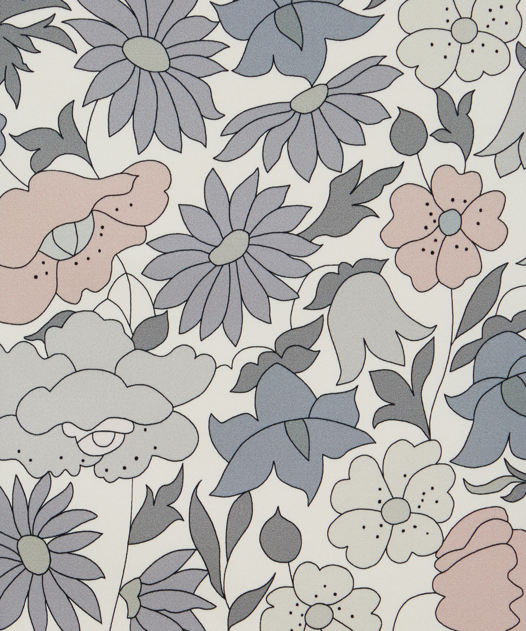 Poppy Meadowfield Cotton Sateen in Pewter - Indoor | Liberty Fabrics