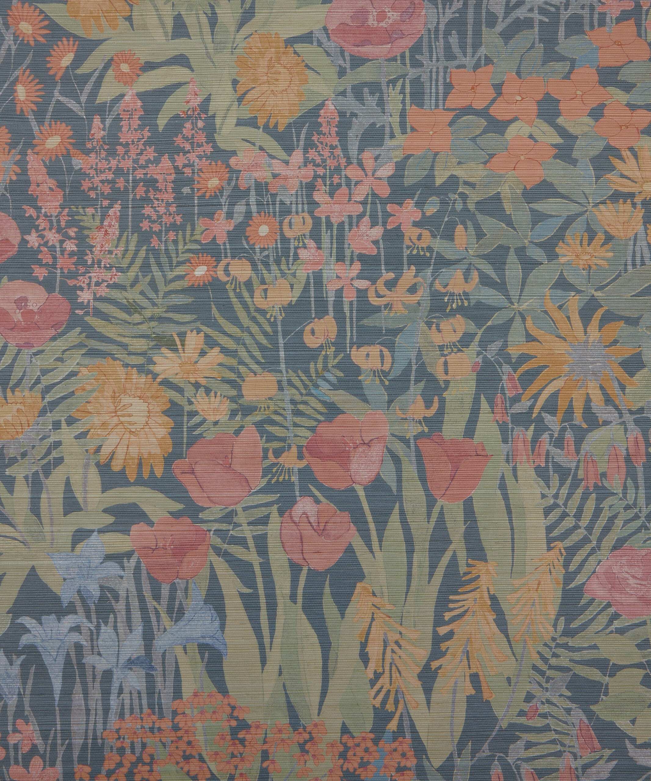 Faria Flowers Wallpaper in Lacquer Moss | Liberty Fabrics