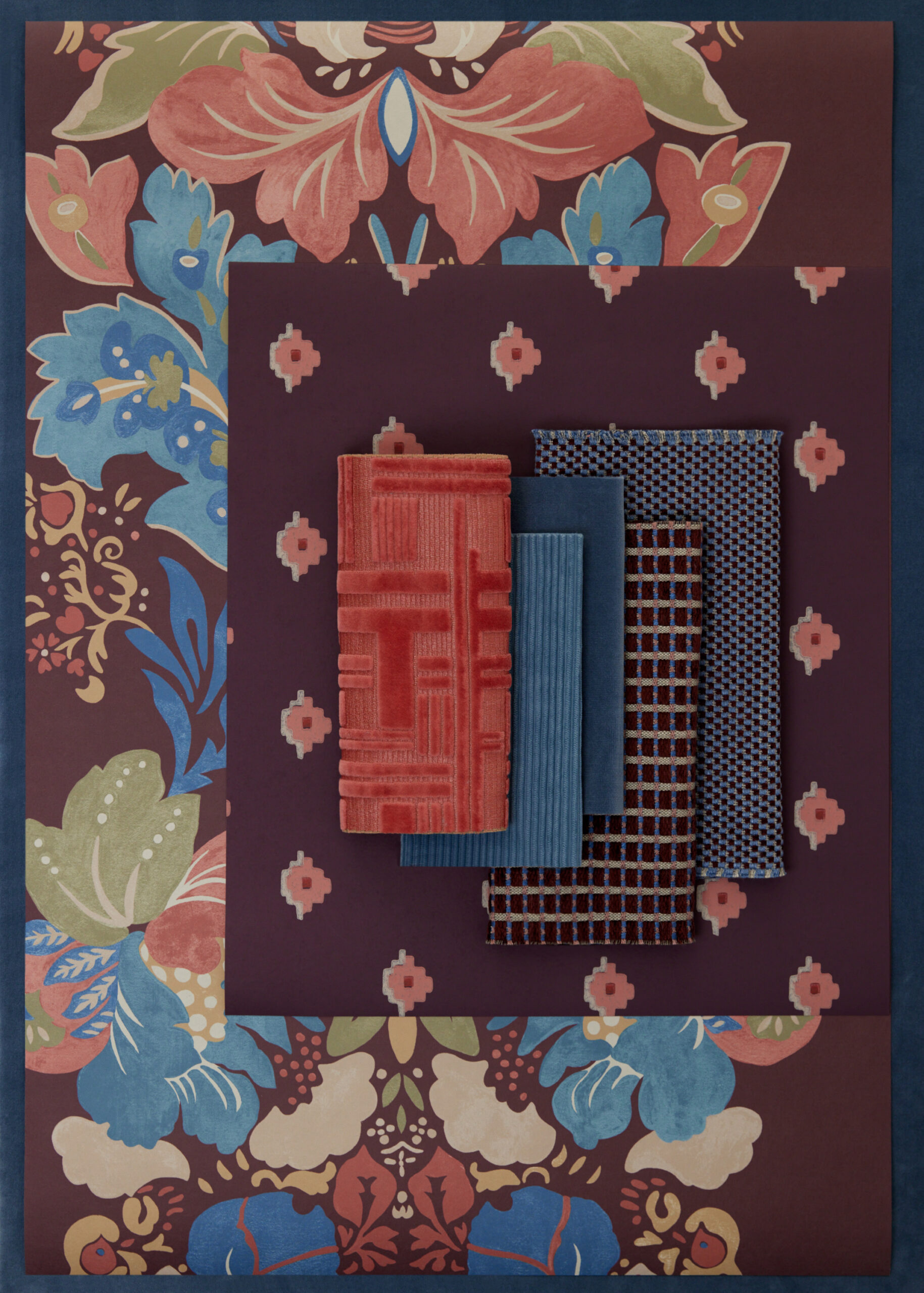 Adamas Tile Wallpaper in Brinjal | Liberty Fabrics