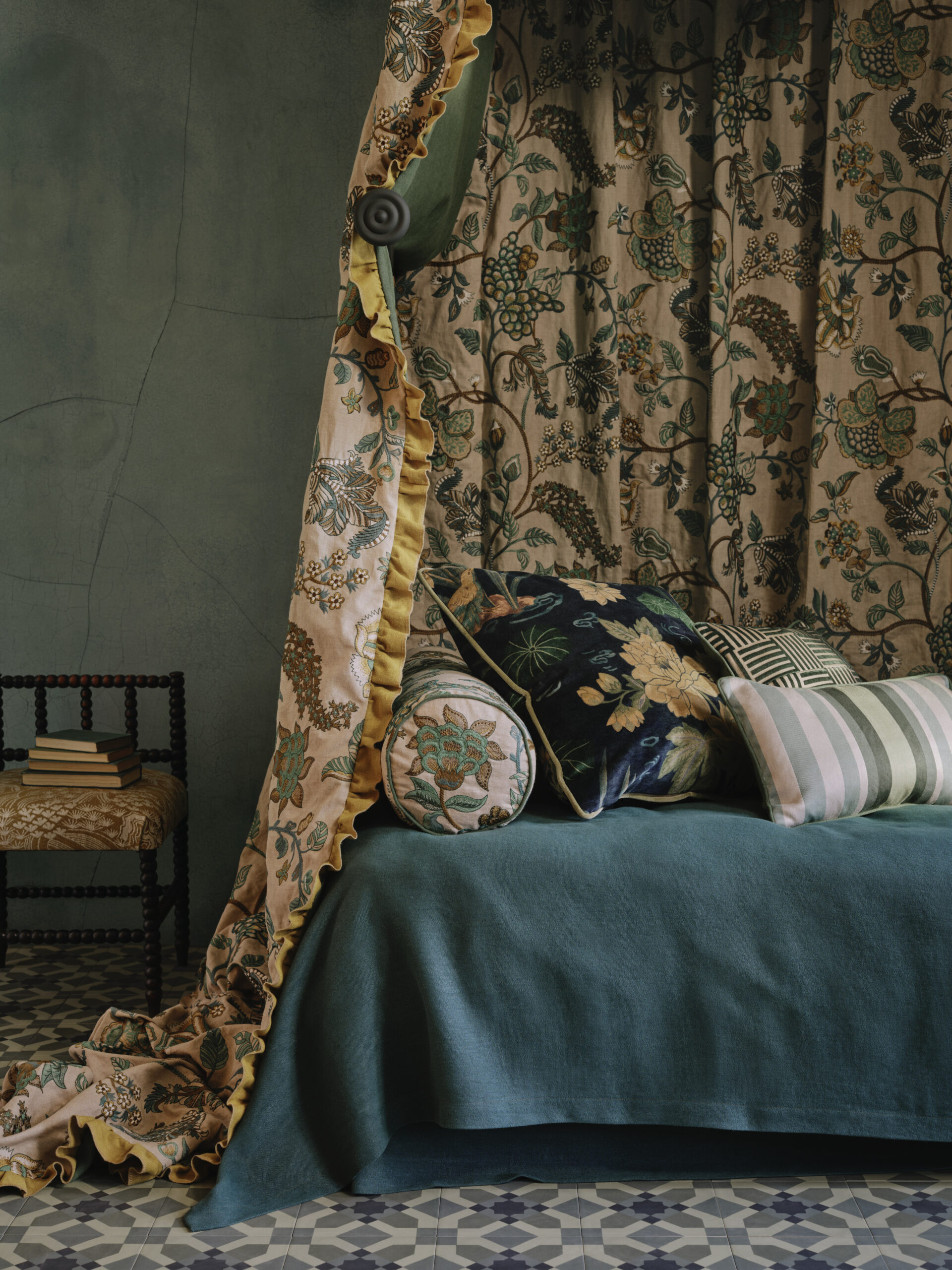 Palampore Embroidery in Jade - Indoor | Liberty Fabrics