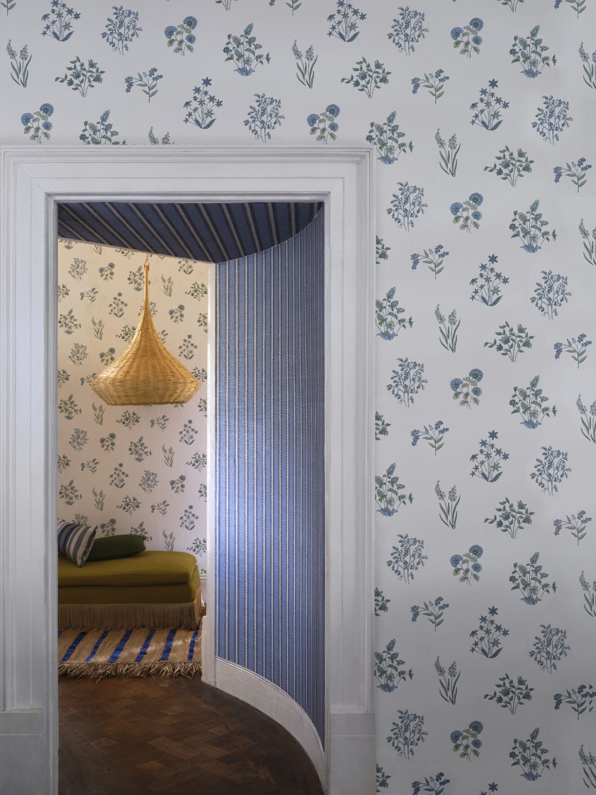 Shepherdly Bouquet Wallpaper in Lapis | Liberty Fabrics